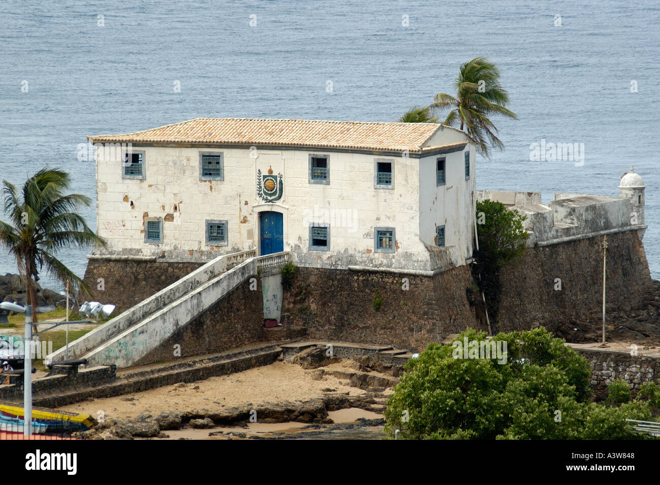 Old fort sentinel by the sea in Salvador historic town in northeast ...