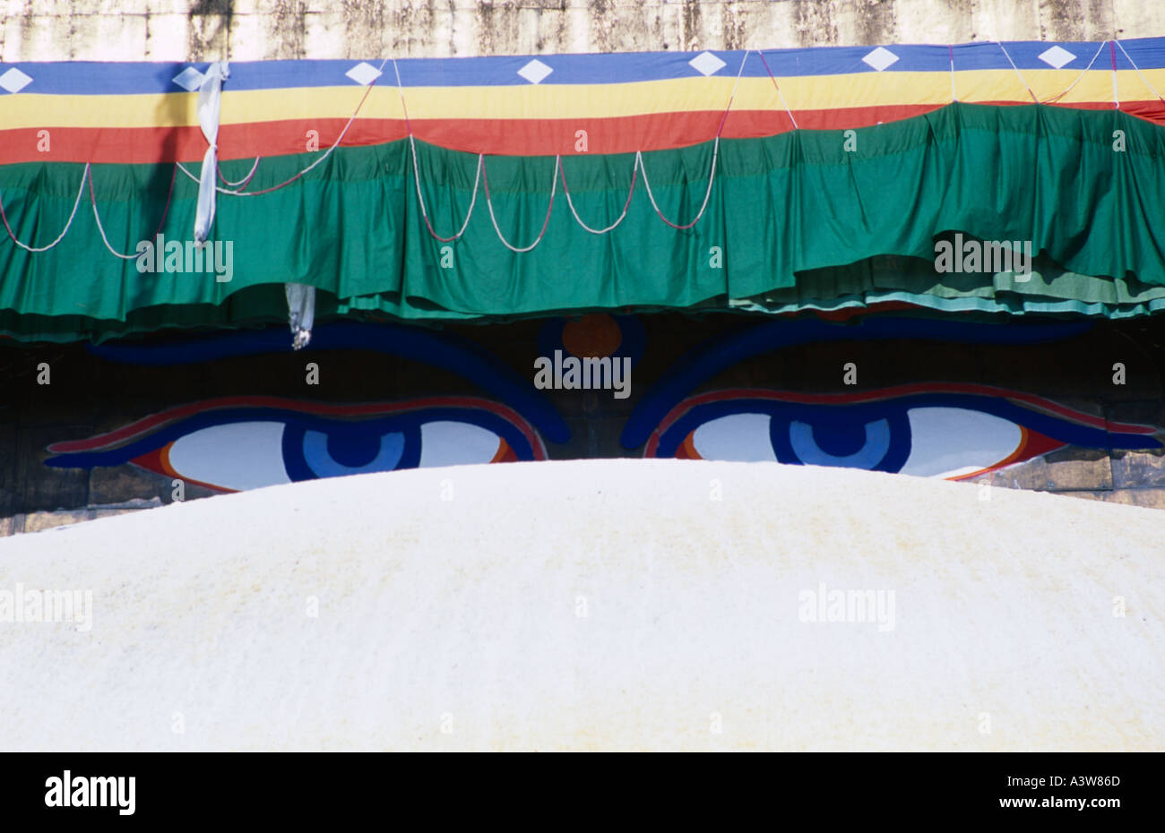 Close up eyes Bodhnath Stupa Kathmandu Nepal Stock Photo - Alamy