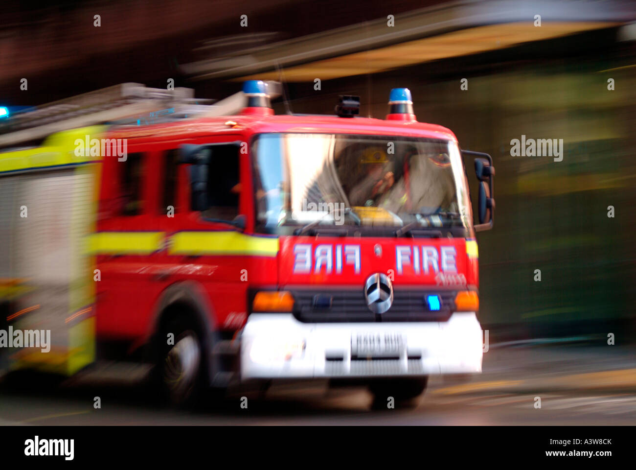Fire engine at speed image London Stock Photo - Alamy