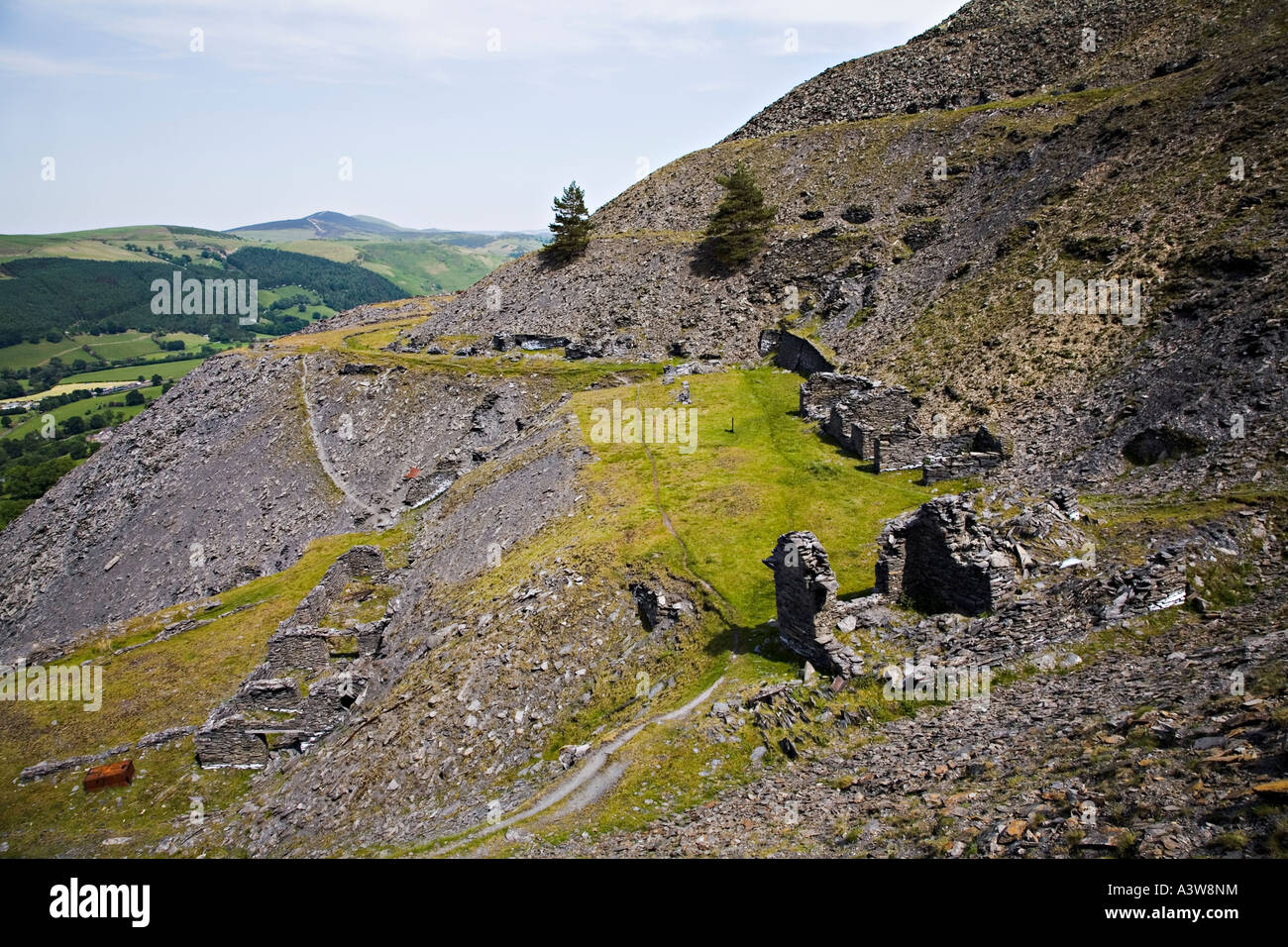 Ruins of mine buildings Penarth Slate Mine Llangollen Wales UK Stock ...