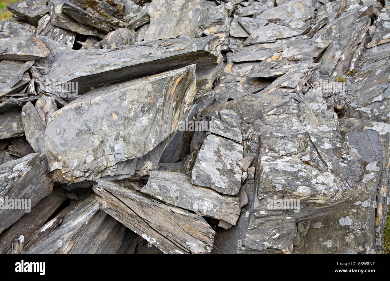 Slate abandoned in spoil heap after closure of industrial mining ...