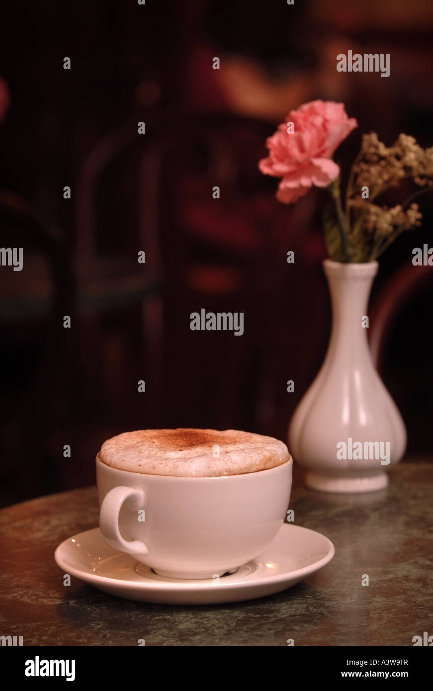 A CAPPUCINO COFFEE IN A CAFE UK Stock Photo - Alamy