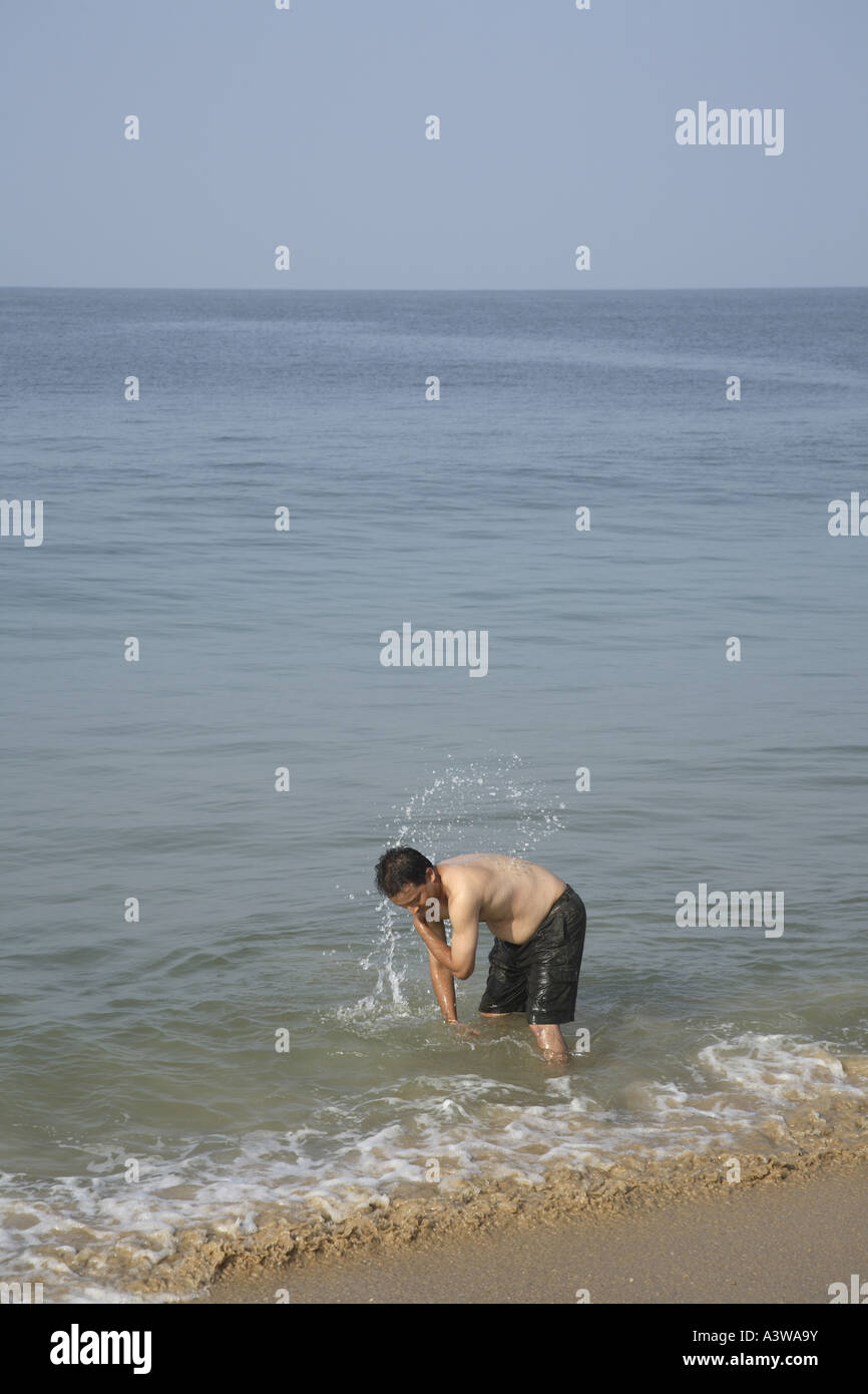 Bachelor on holiday enjoying on the beach enjoying sun sand sea Stock ...