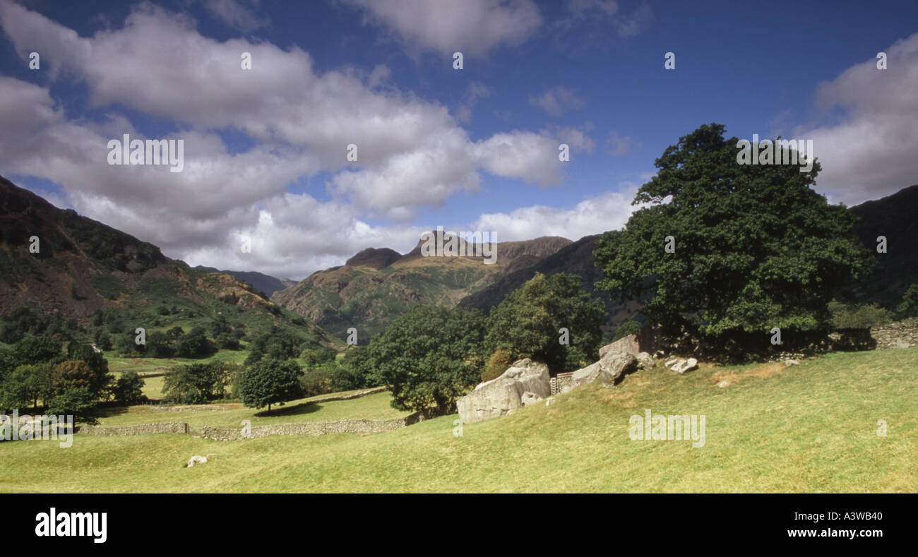 stunning view of the Great Langdale valley with the Langdale Pikes ...