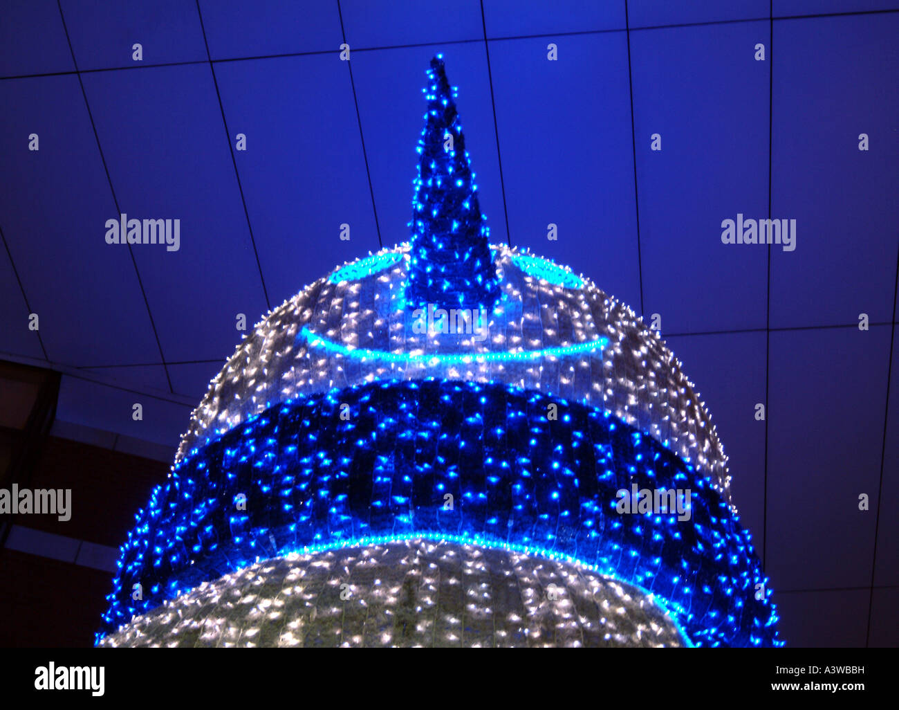 Illuminated snowman Christmas decoration at the O2 Centre Swiss Cottage ...