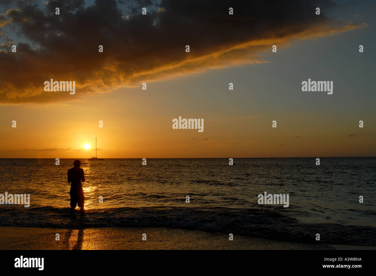 Sunset Negril Jamaica Stock Photo - Alamy