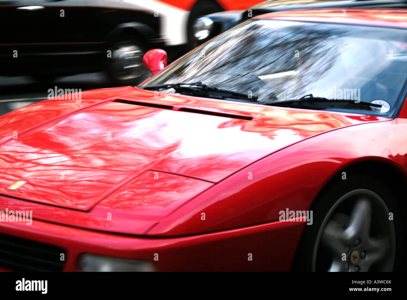 Red Ferrari in Knightsbridge London Stock Photo - Alamy