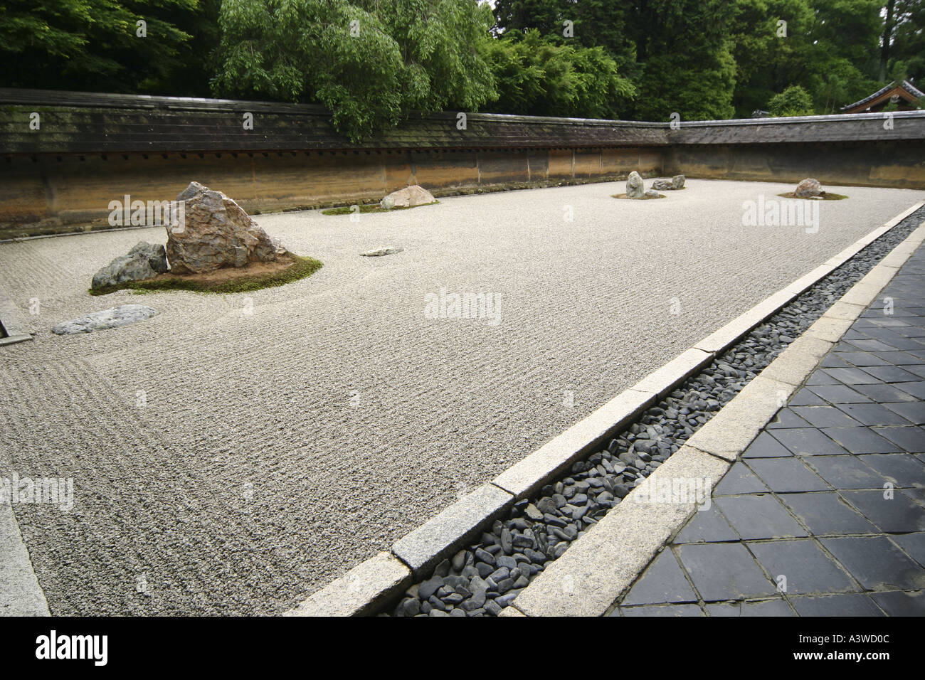 The zen rock garden at Ryoanji Temple, Kyoto, Japan Stock Photo - Alamy