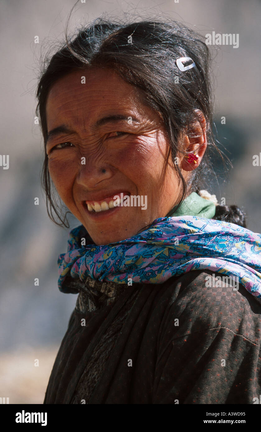 Ladakhi woman Markha Valley near Leh Ladakh Jammu and Kashmir northern ...