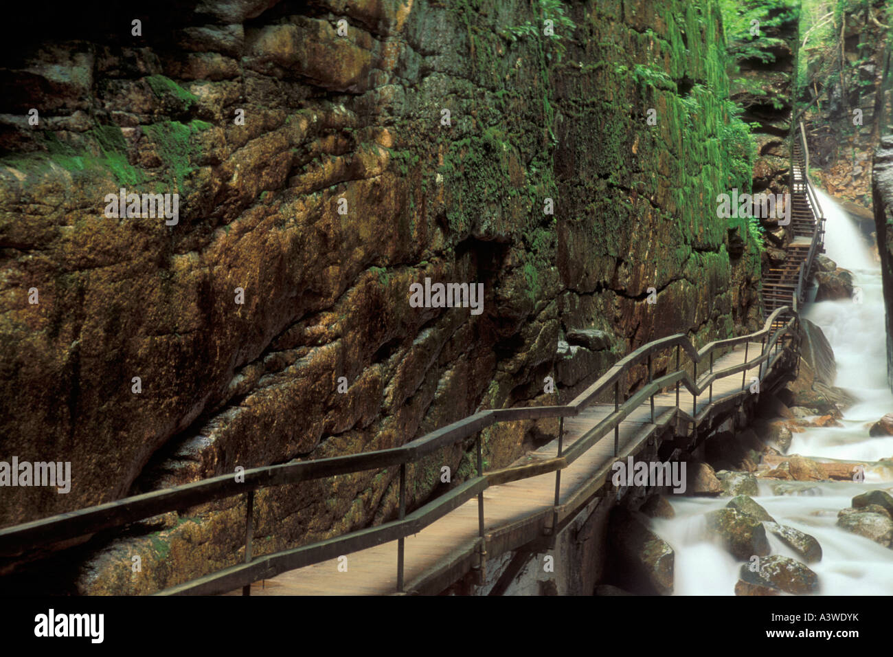 THE FLUME, AN 800 FOOT NATURAL GORGE IN FRANCONIA NOTCH STATE PARK ...