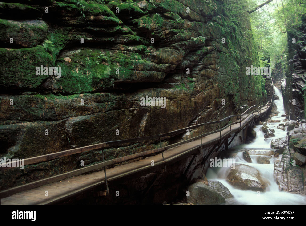 THE FLUME, AN 800 FOOT NATURAL GORGE IN FRANCONIA NOTCH STATE PARK ...