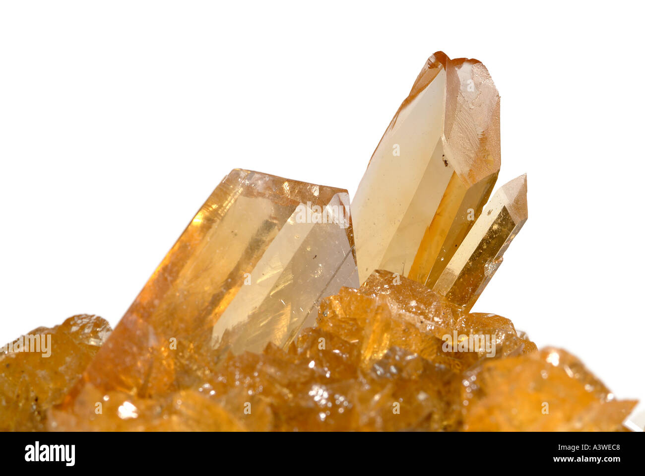 Mineral Gypsum, Transparent yellow tinged crystals, Salinas, Peru Stock ...