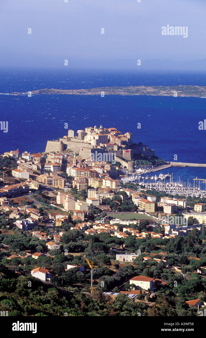 Overview on the genovese citadel and sea front Calvi Corsica Island ...