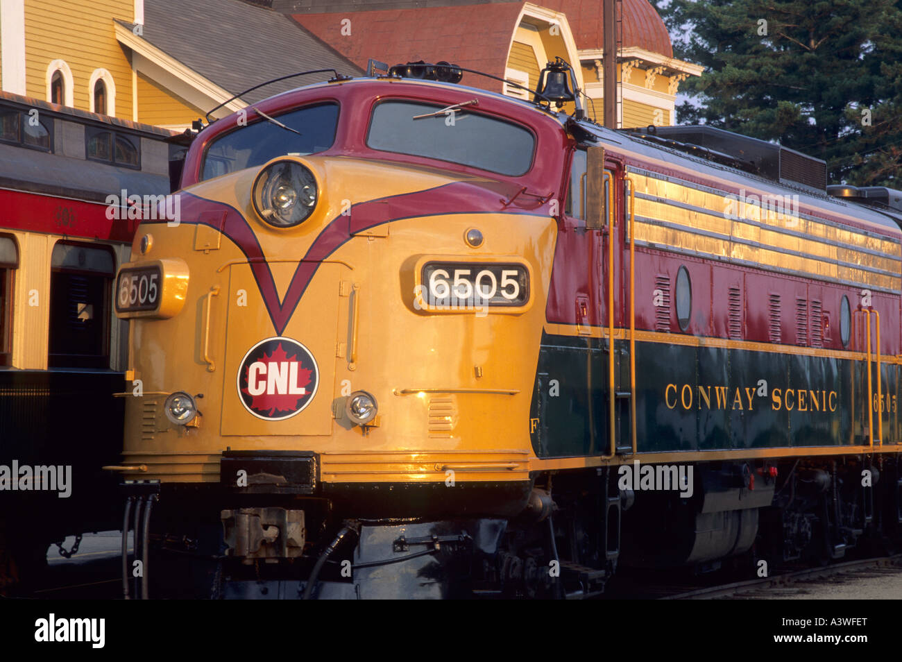 CONWAY SCENIC RAILROAD TRAIN OUT OF NORTH CONWAY, NEW HAMPSHIRE AT ...
