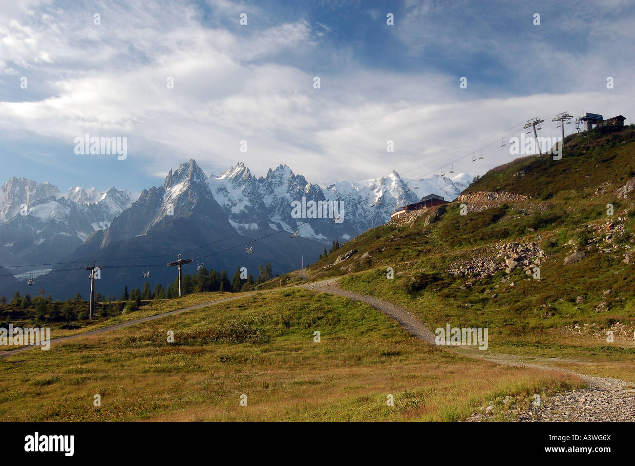 Summer Chair Lift in Chamonix - Frnech Alps Stock Photo - Alamy