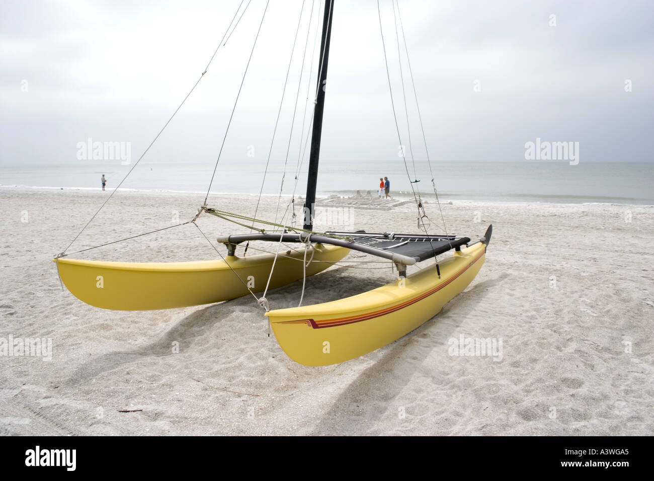 Catamaran on the white sand beach of the Gulf of Mexico. North ...
