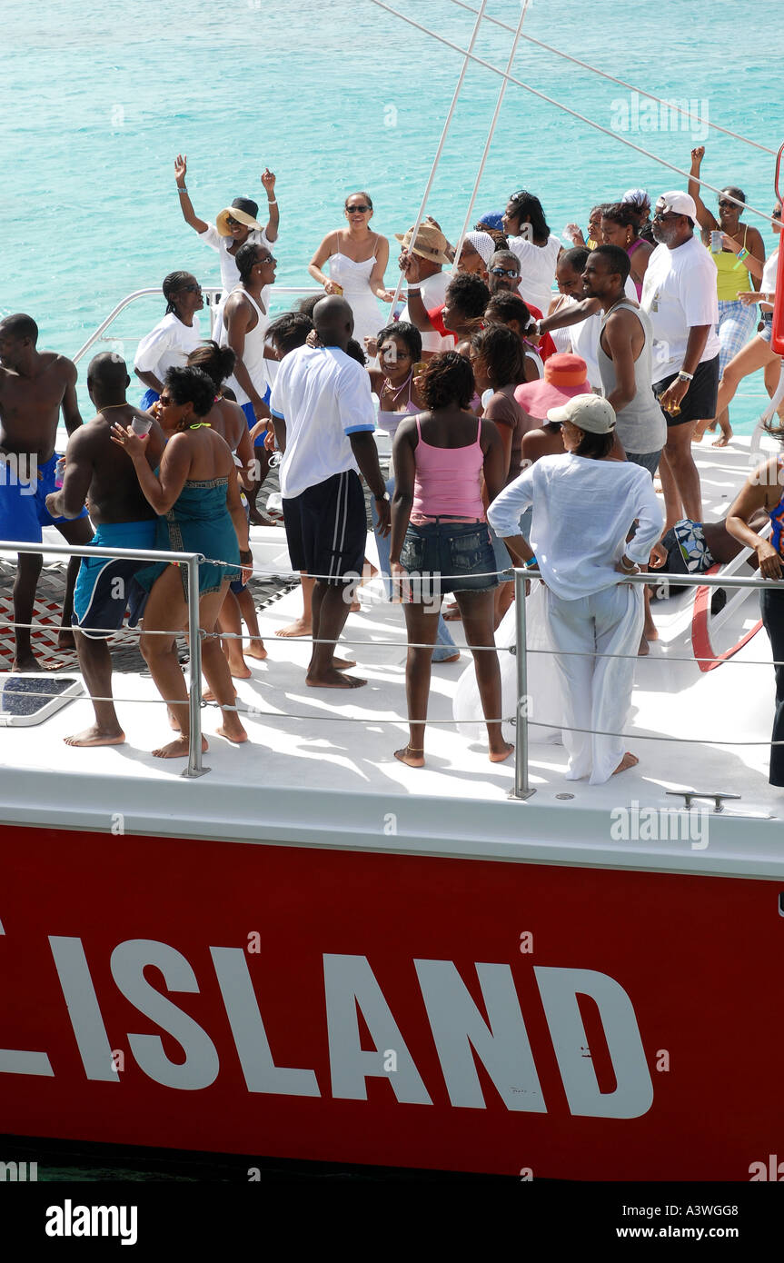 Party on catamaran at Montego Bay Jamaica Stock Photo - Alamy