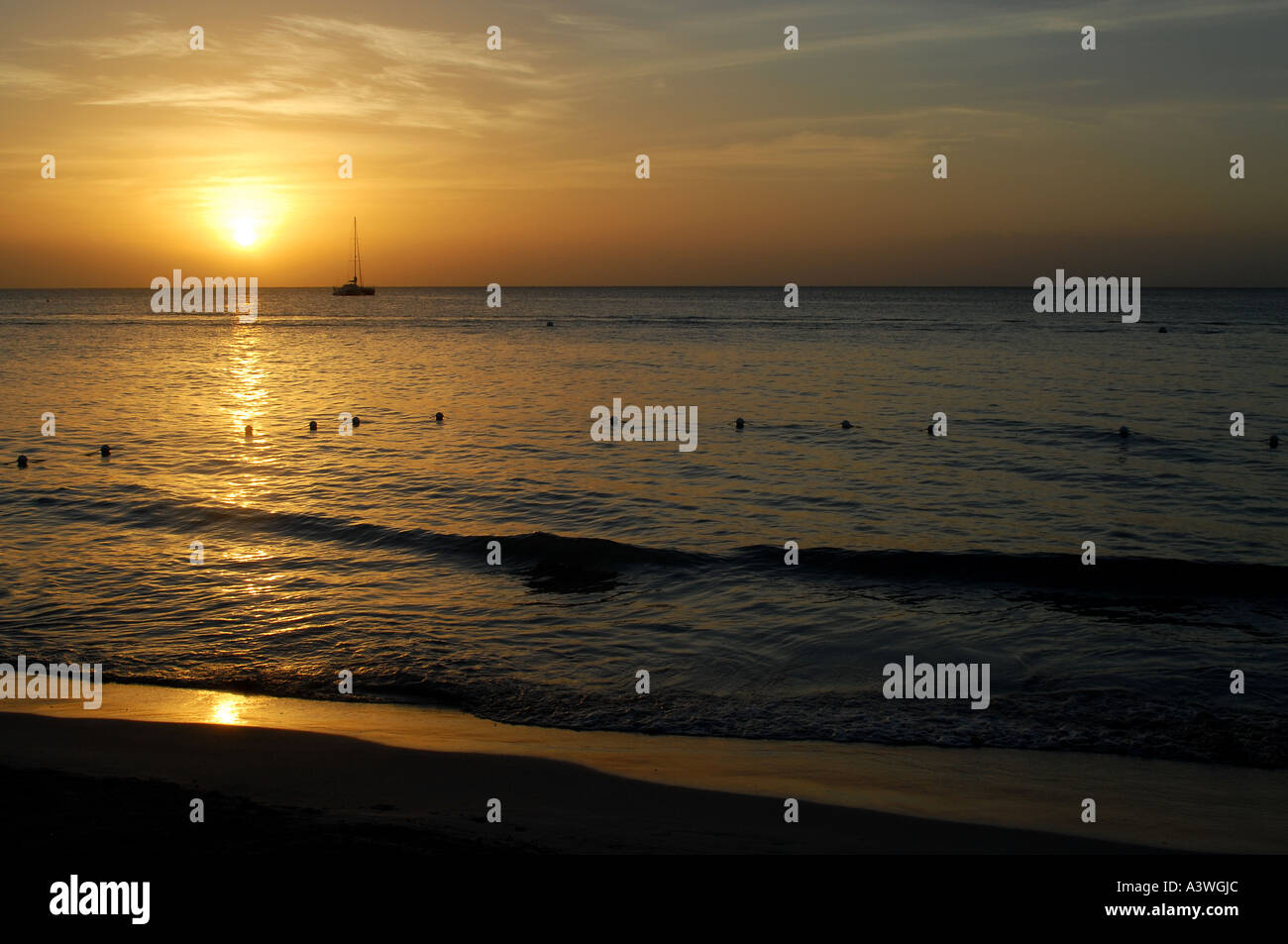 Sunset Negril Jamaica Stock Photo - Alamy