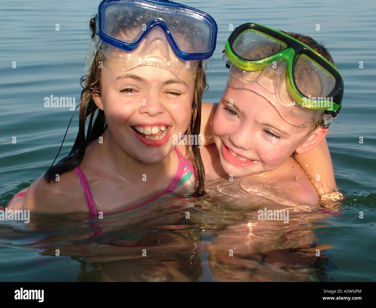 A boy and a girl playing in the sea, Sharm El Sheik, Egypt Stock Photo ...