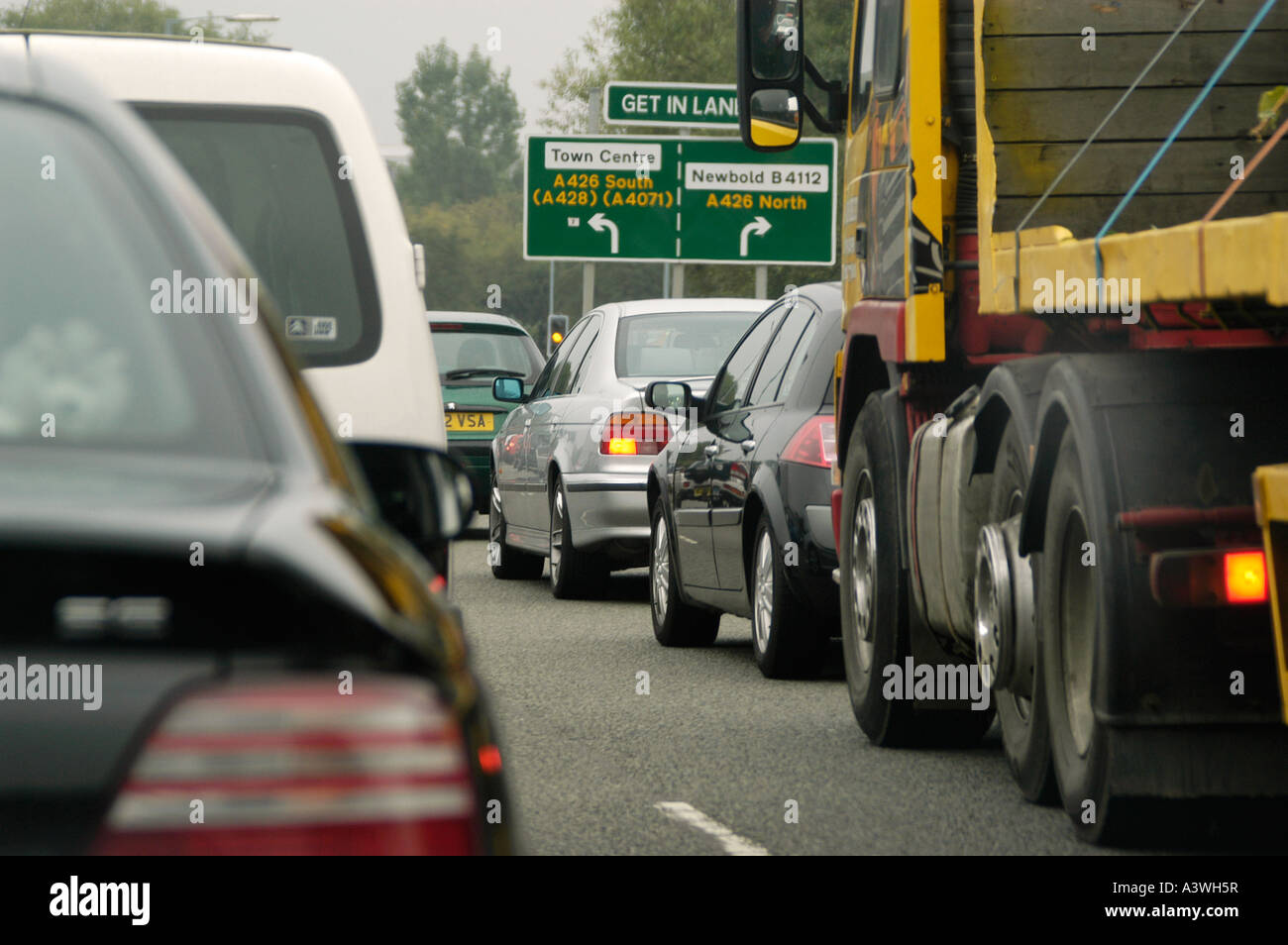 Traffic jam on a road in the uk Stock Photo - Alamy