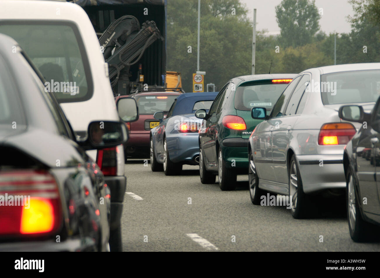 Traffic jam on a road in the uk Stock Photo - Alamy