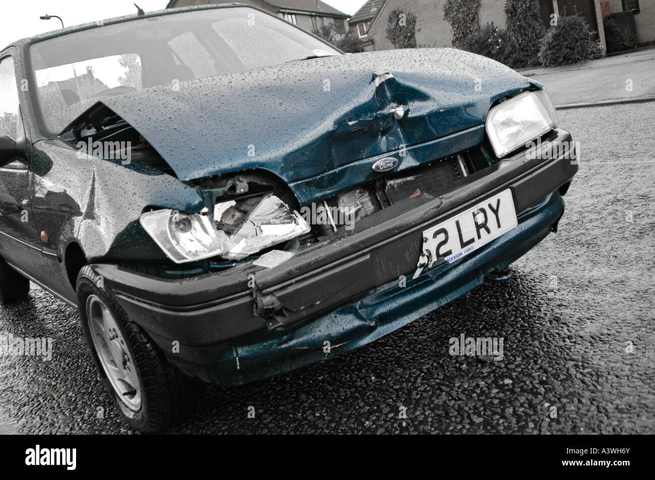 Damage on a Ford Fiesta car following a road traffic accident Stock ...