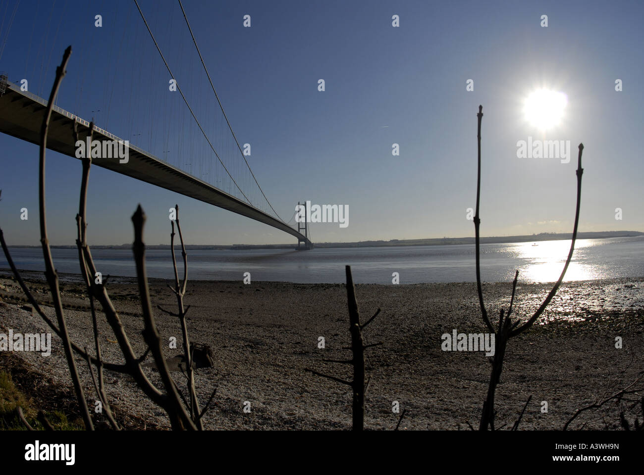 A view of the Humber bridge suspension bridge near Hull in East ...