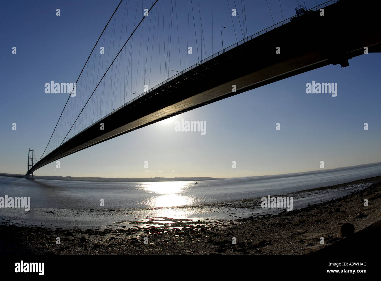 A view of the Humber bridge suspension bridge near Hull in East ...