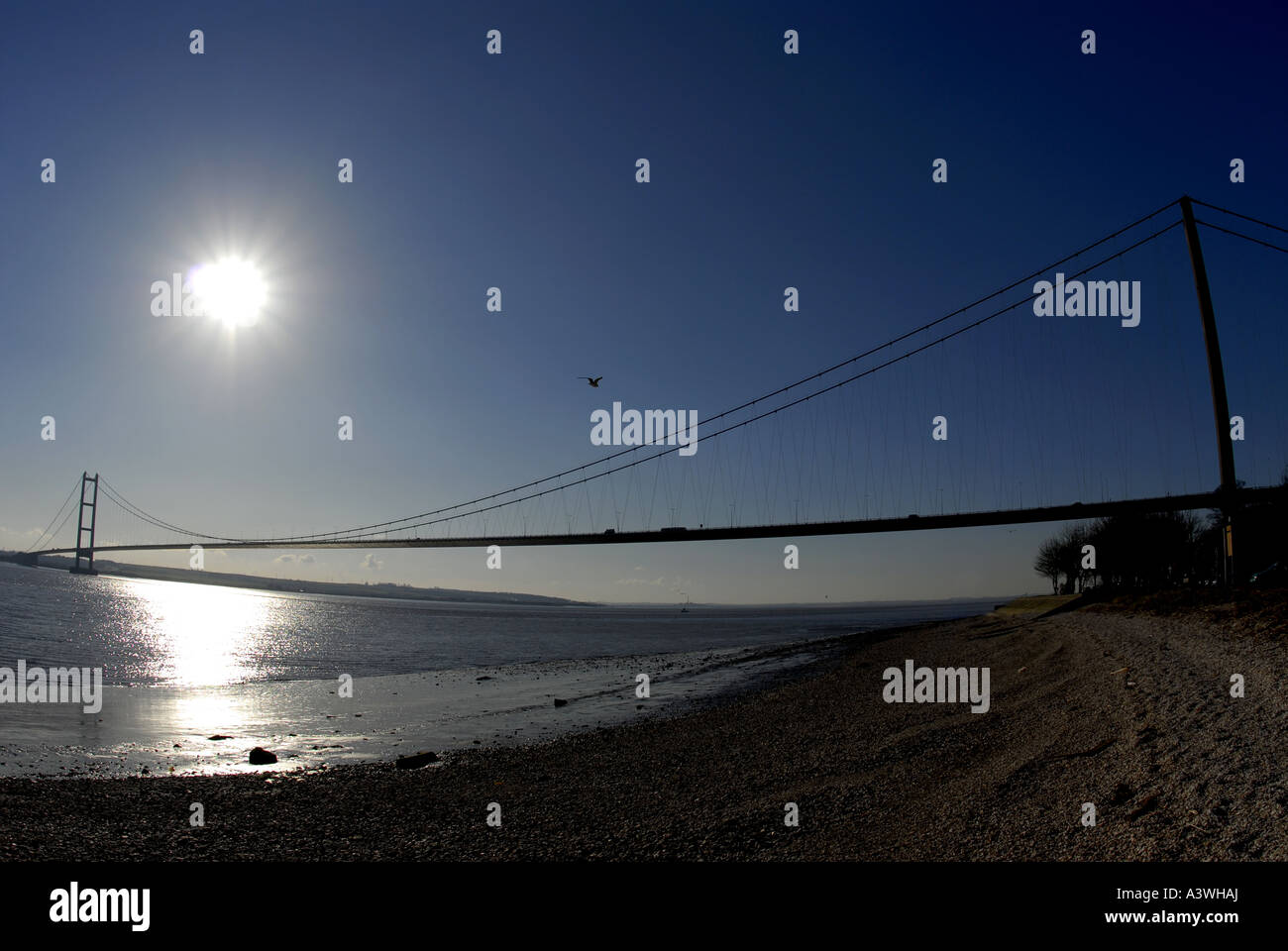 A view of the Humber bridge suspension bridge near Hull in East ...
