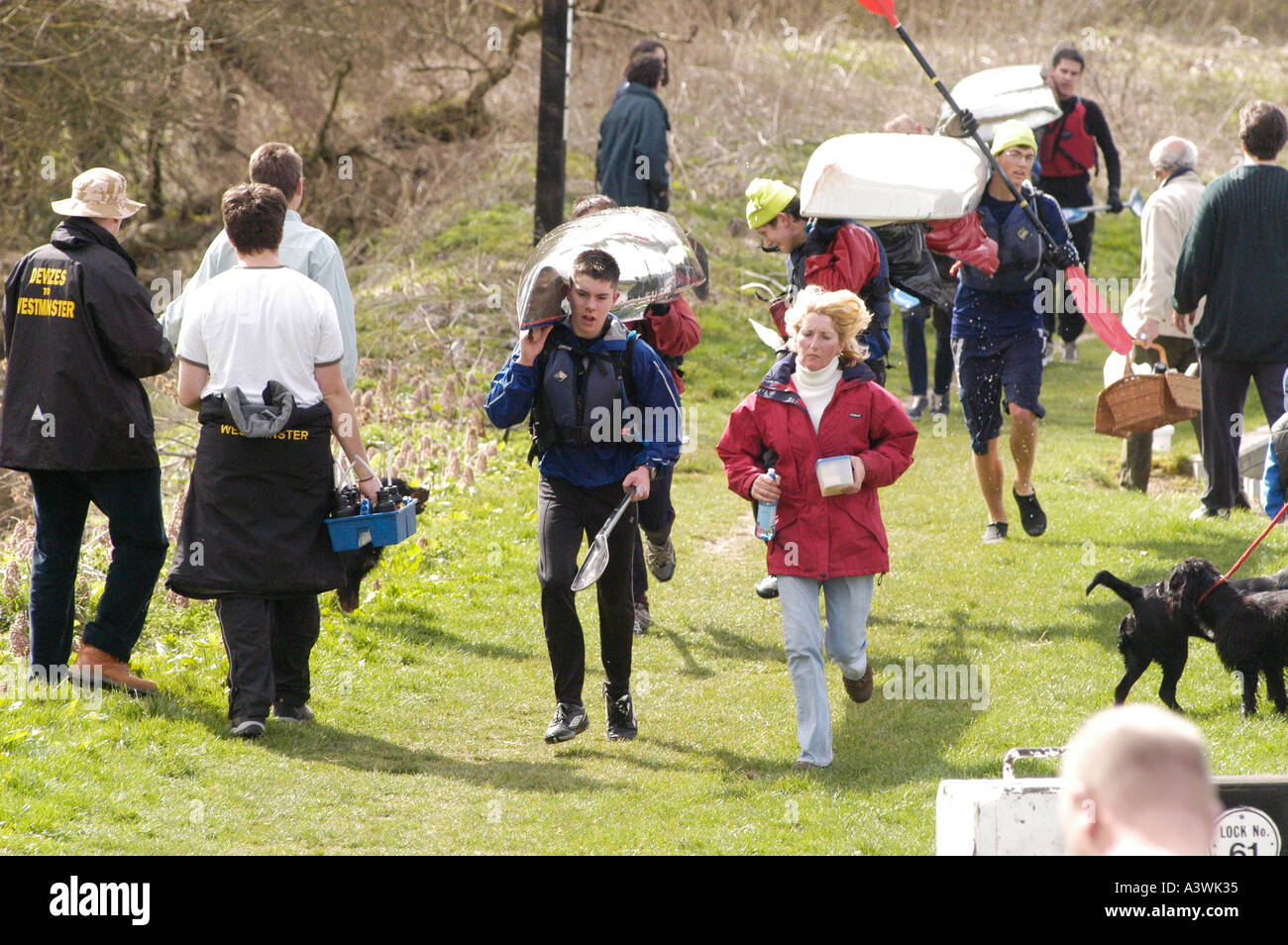 The long distance canoe race on Easter weekend for canoes Stock Photo ...