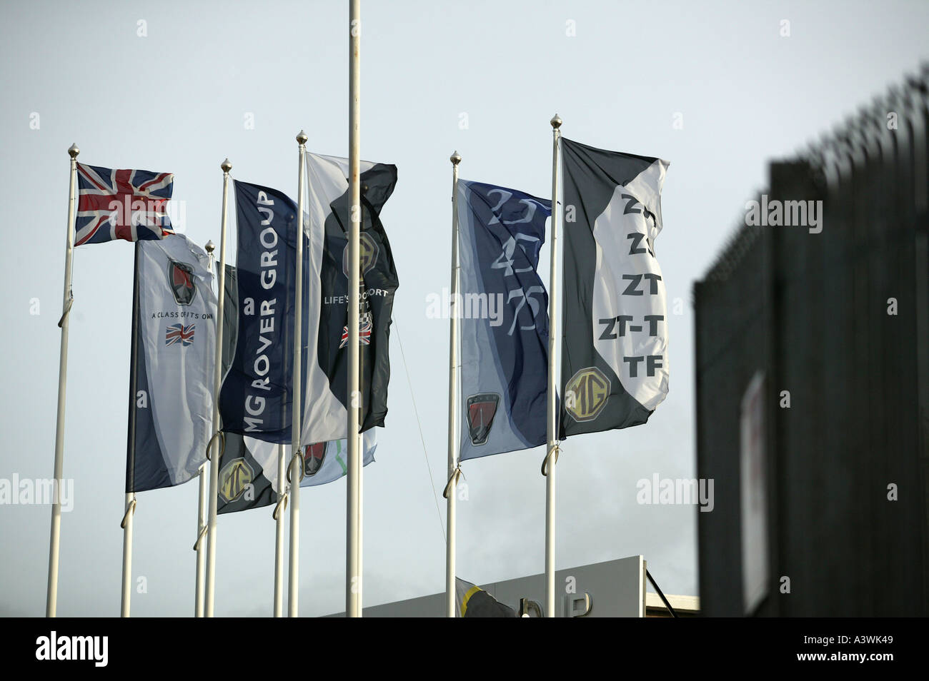 Flags flying at the MG Rover factory in Longbridge Birmingham England ...