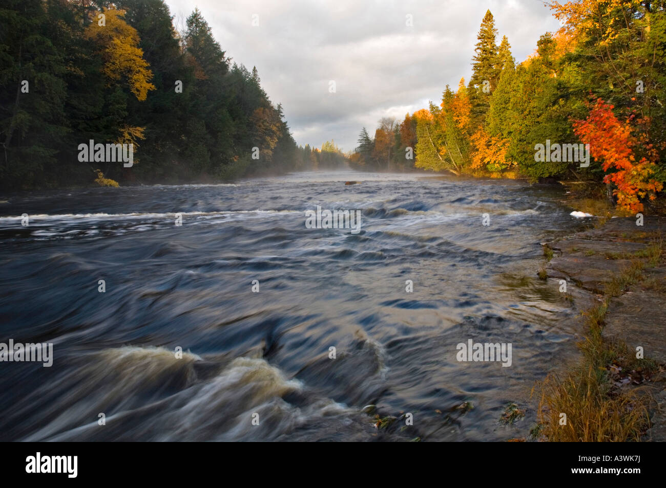 The Tahquamenon River with fall color in Tahquamenon Falls State Park ...