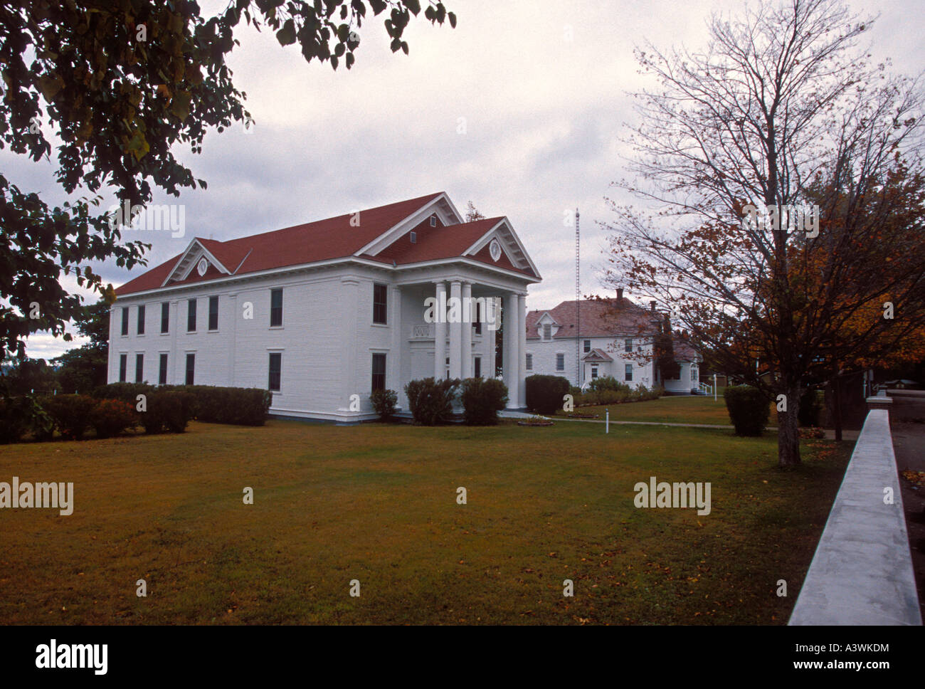 The Keweenaw County Courthouse and grounds in Eagle River Mich in fall ...