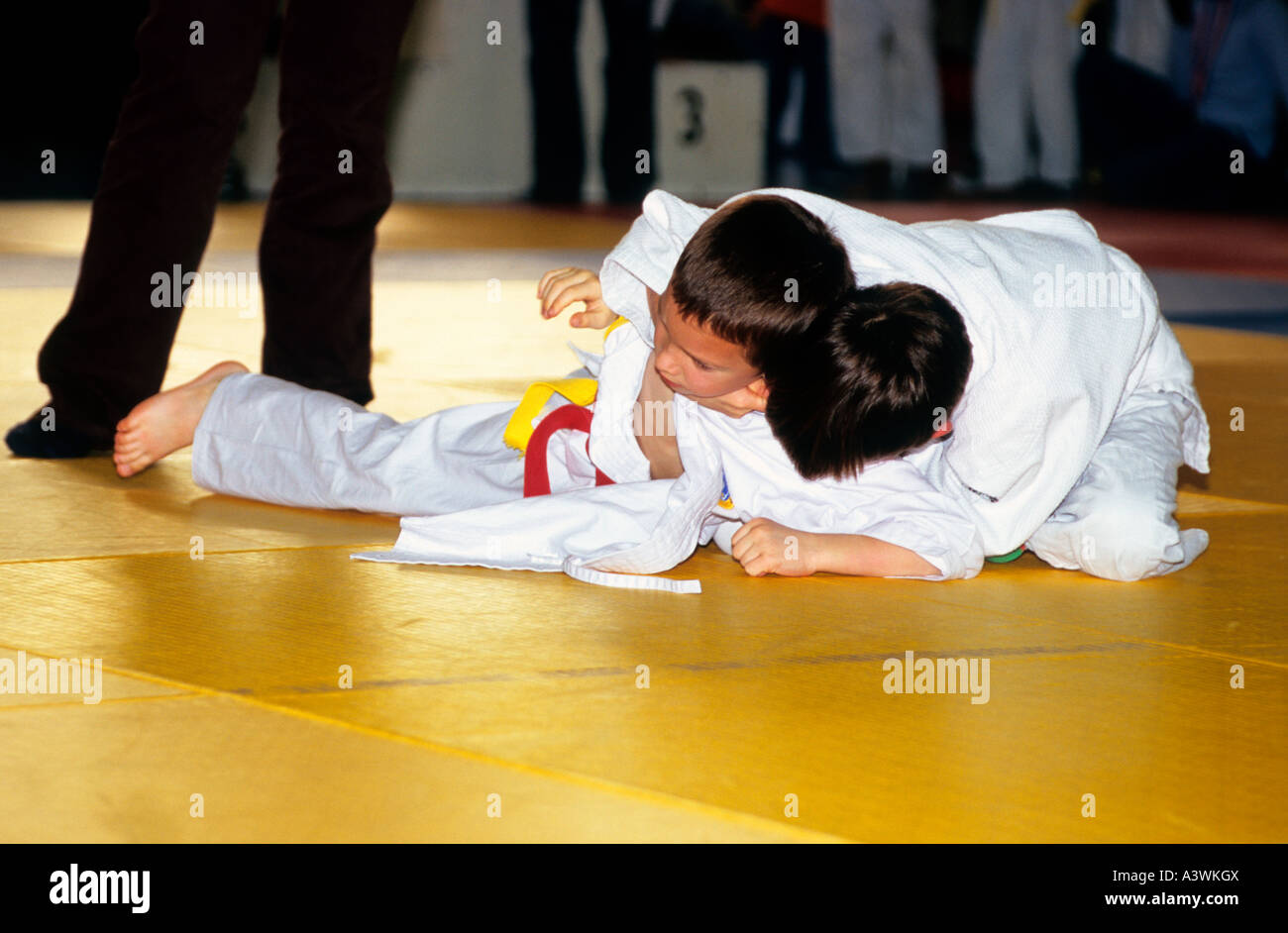 Judo fight children competition sport Stock Photo - Alamy
