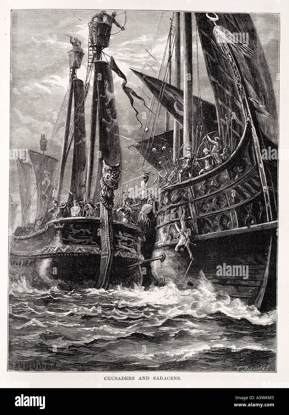 Old Ships Firing Cannons Sailinig