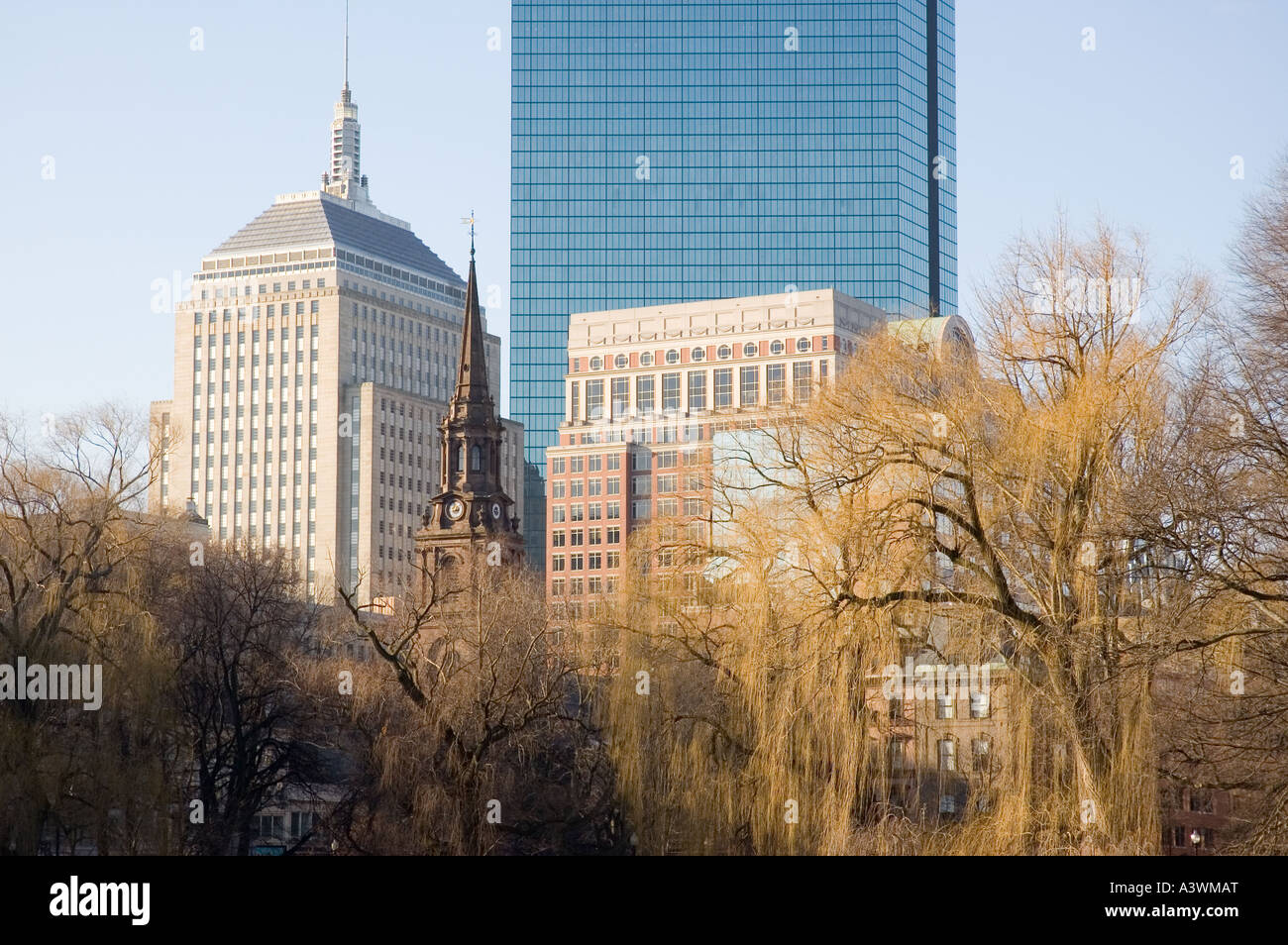A view of the Hancock Tower and the John Hancock Building in Boston's ...
