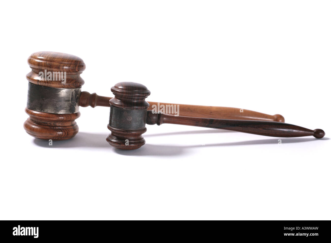 A big and a small gavel together Stock Photo - Alamy