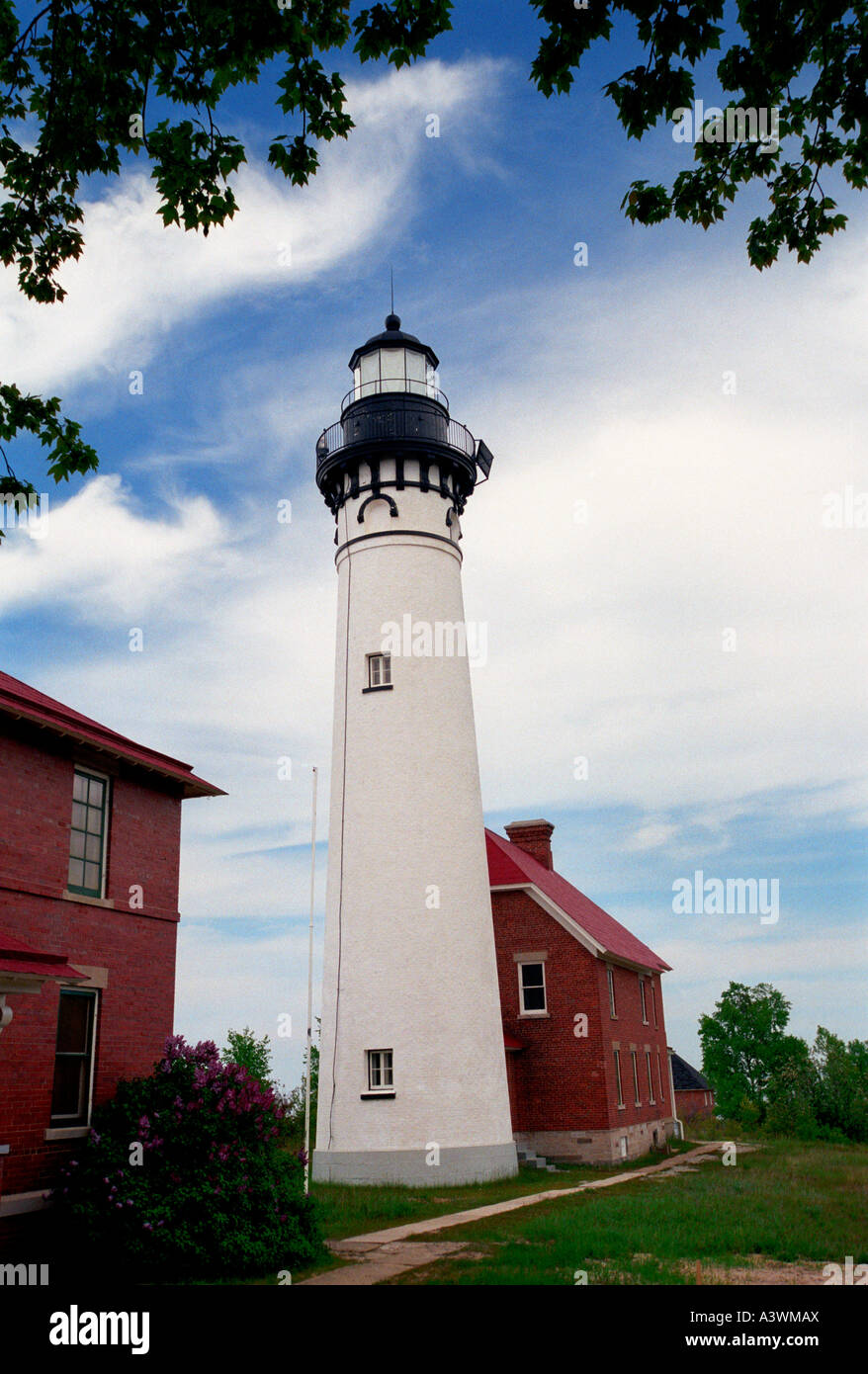 THE AU SABLE LIGHTHOUSE IN THE PICTURED ROCKS NATIONAL LAKESHORE NEAR ...
