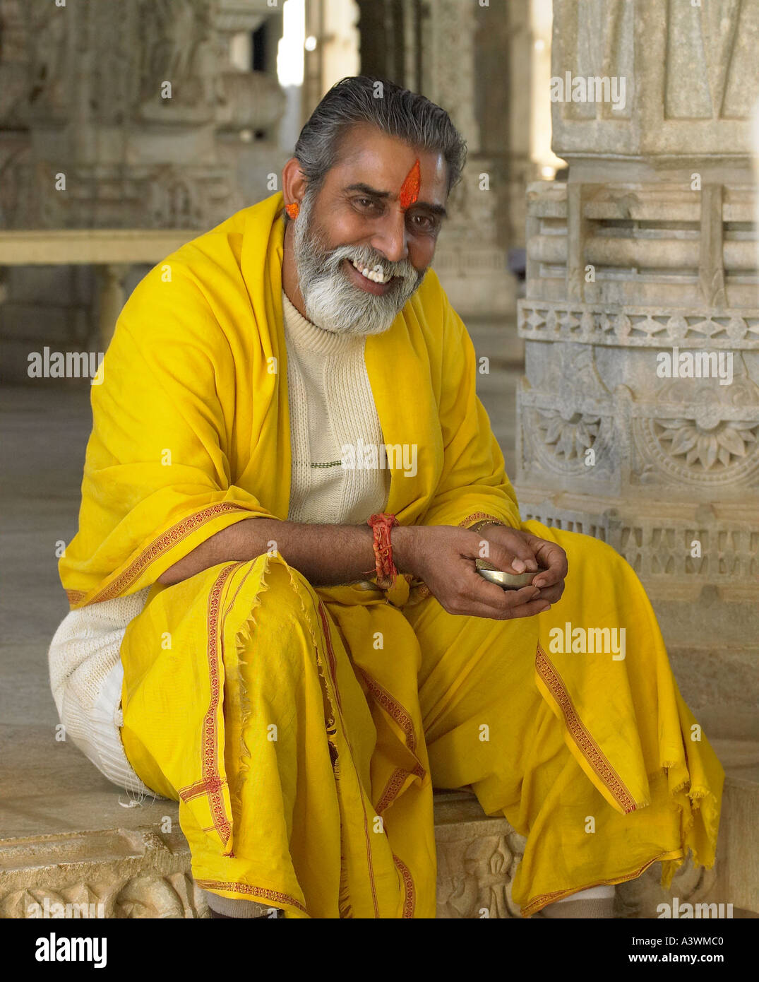 High priest in the Jain Temple at Ranakpur in Rajasthan, India Stock ...