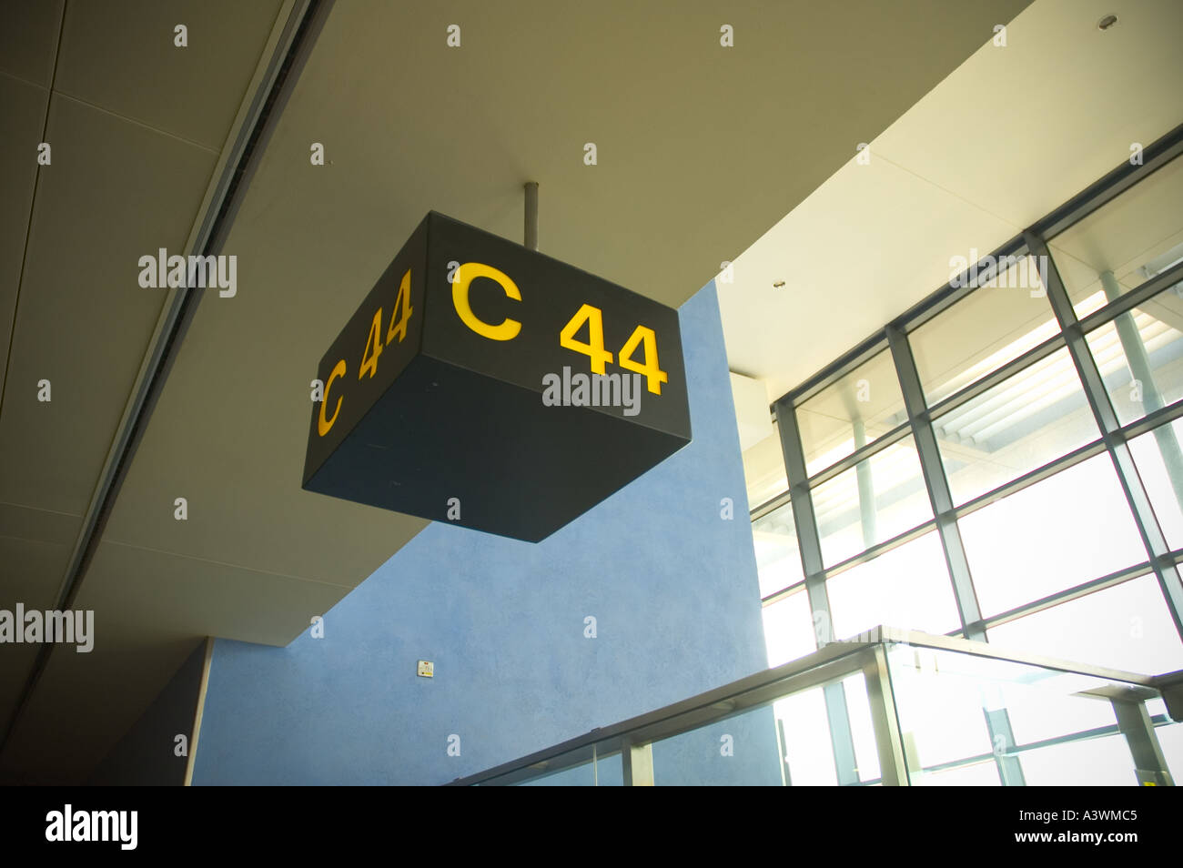 141004 Dublin airport Dublin Ireland An information gate number sign at ...