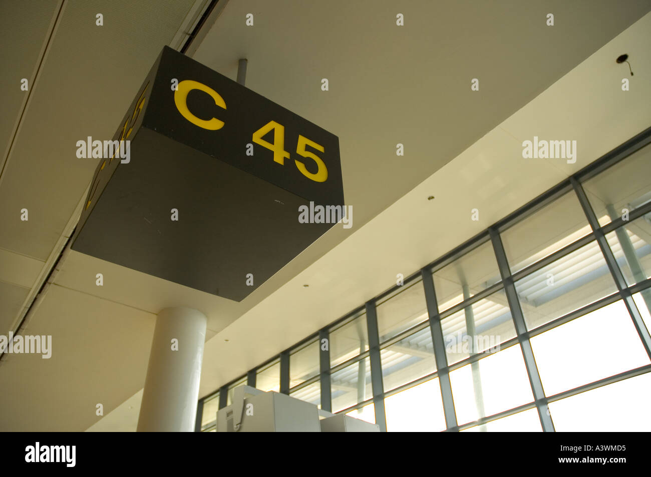 141004 Dublin airport Dublin Ireland An information gate number sign at ...