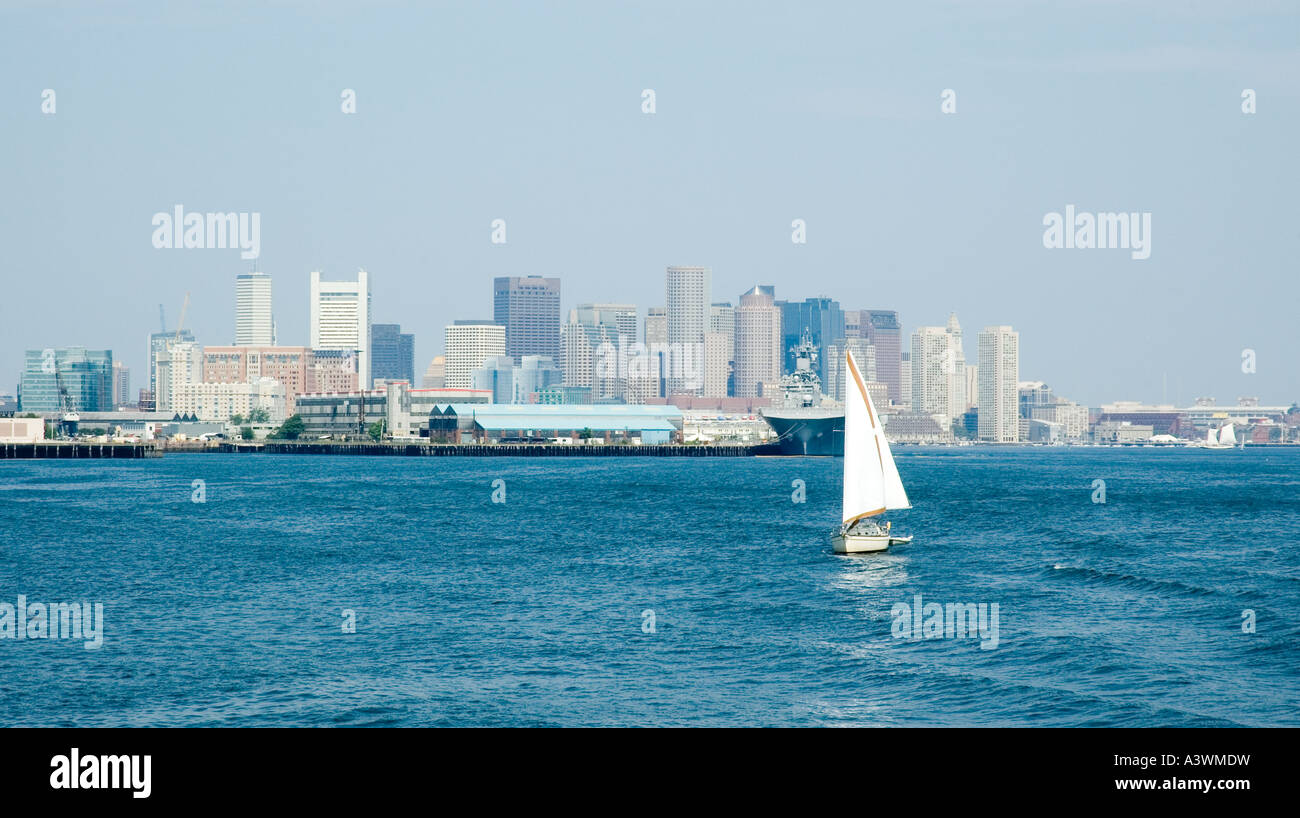 A view of Boston from the Bay Stock Photo - Alamy