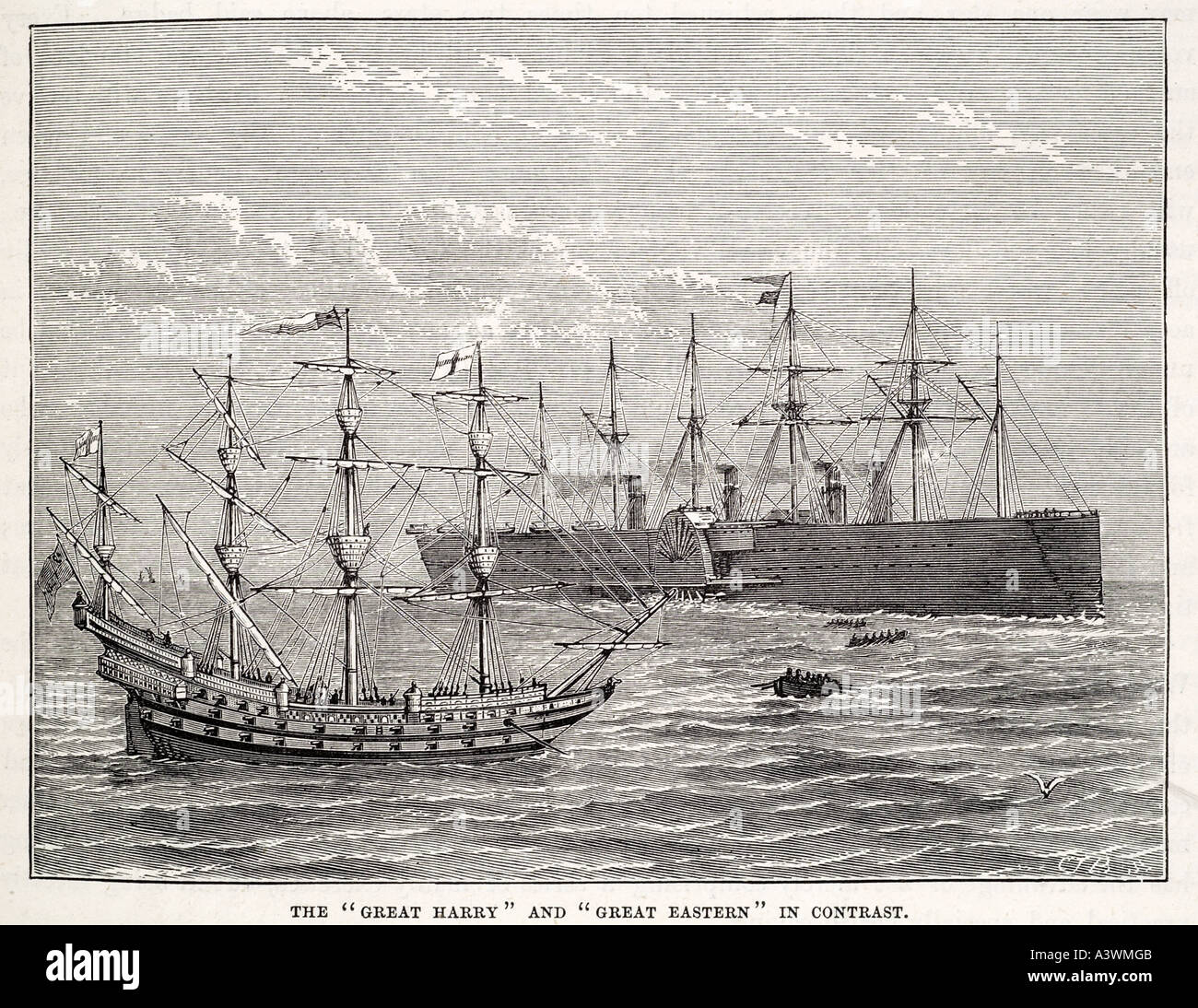 great harry great eastern Old new steam steamer steel iron paddle sail ...