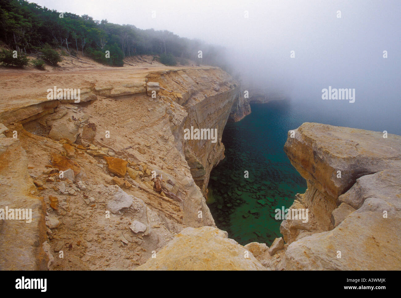 The cliffs of Pictured Rocks National Lakeshore near Munising Mich in ...
