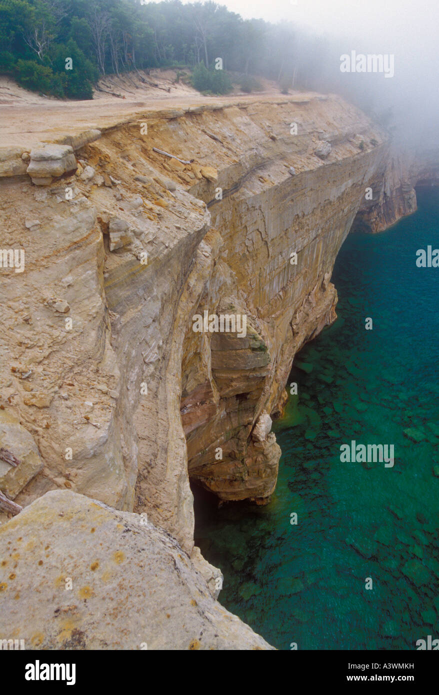 The cliffs of Pictured Rocks National Lakeshore near Munising Mich in ...