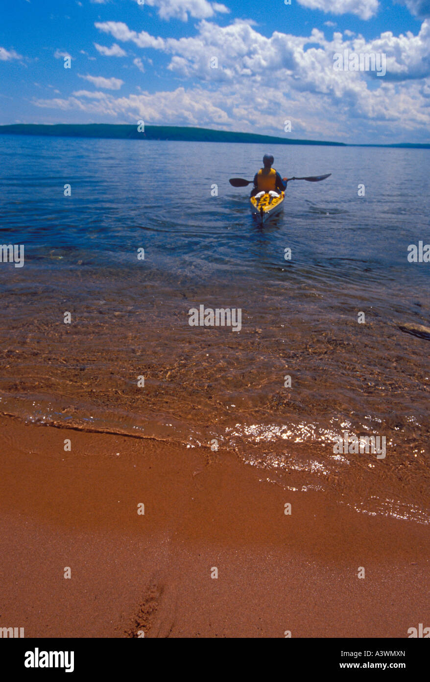 Sea kayaker, Apostle Islands National Lakeshore, Bayfield, Wisconsin ...