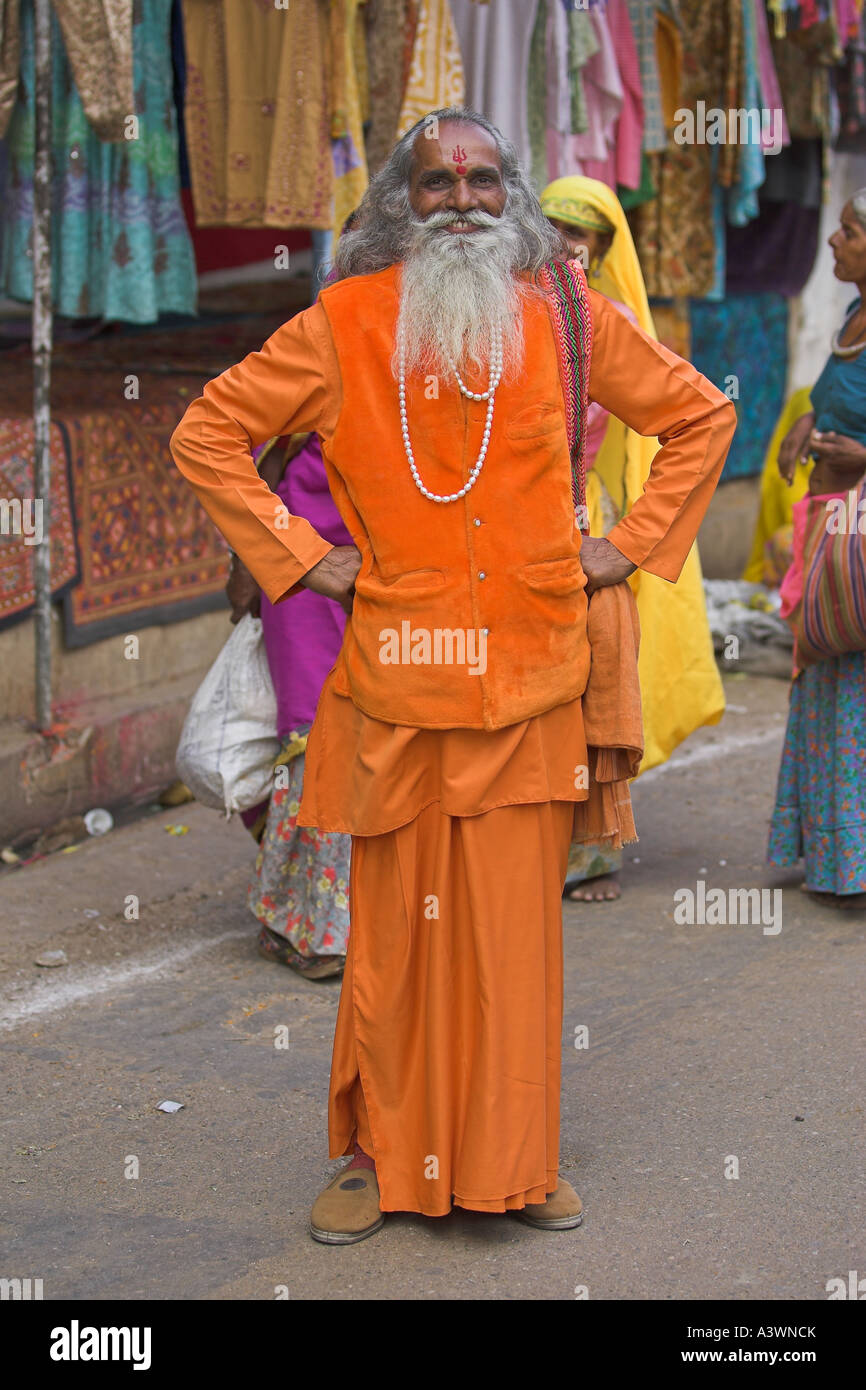 Portrait of Sadhu standing in Pushkar - India Stock Photo - Alamy
