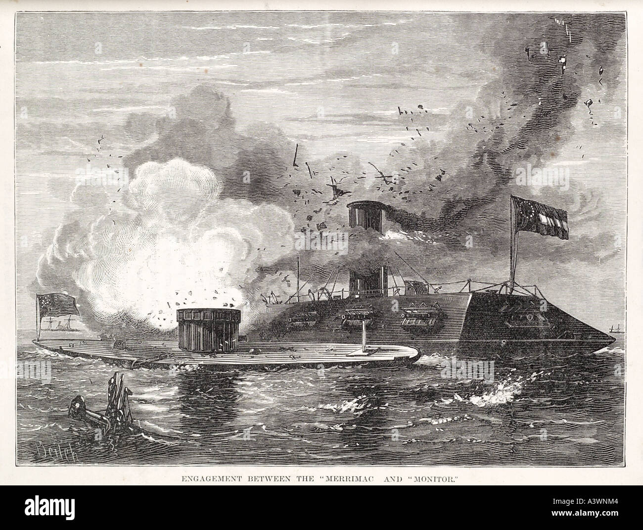 merrimac monitor Battle Hampton road confederate armour iron clad ...