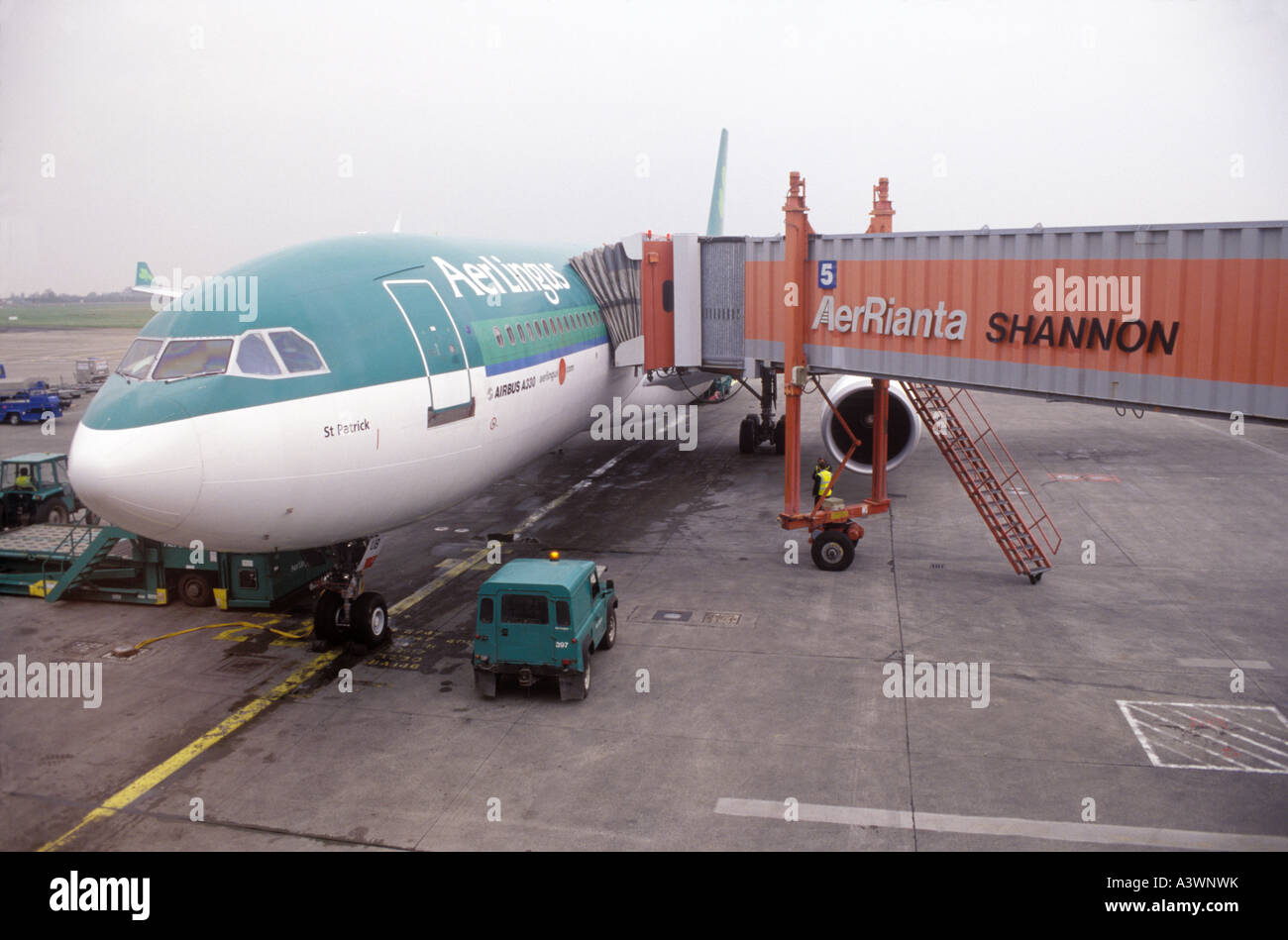 Aer Lingus passenger jet at Shannon Airport in County Clare Ireland ...