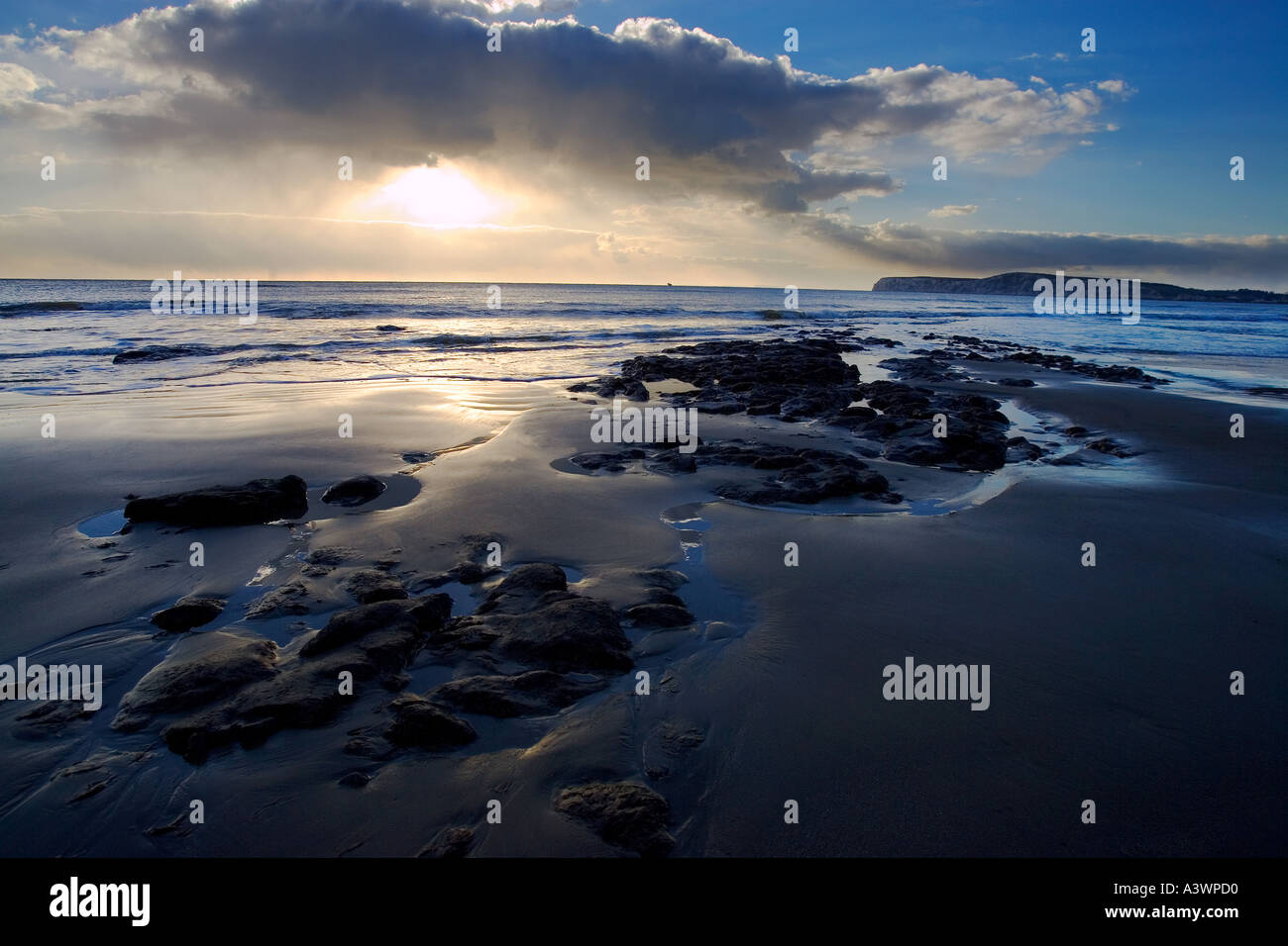 sunset Compton Bay Isle of Wight England UK Stock Photo - Alamy